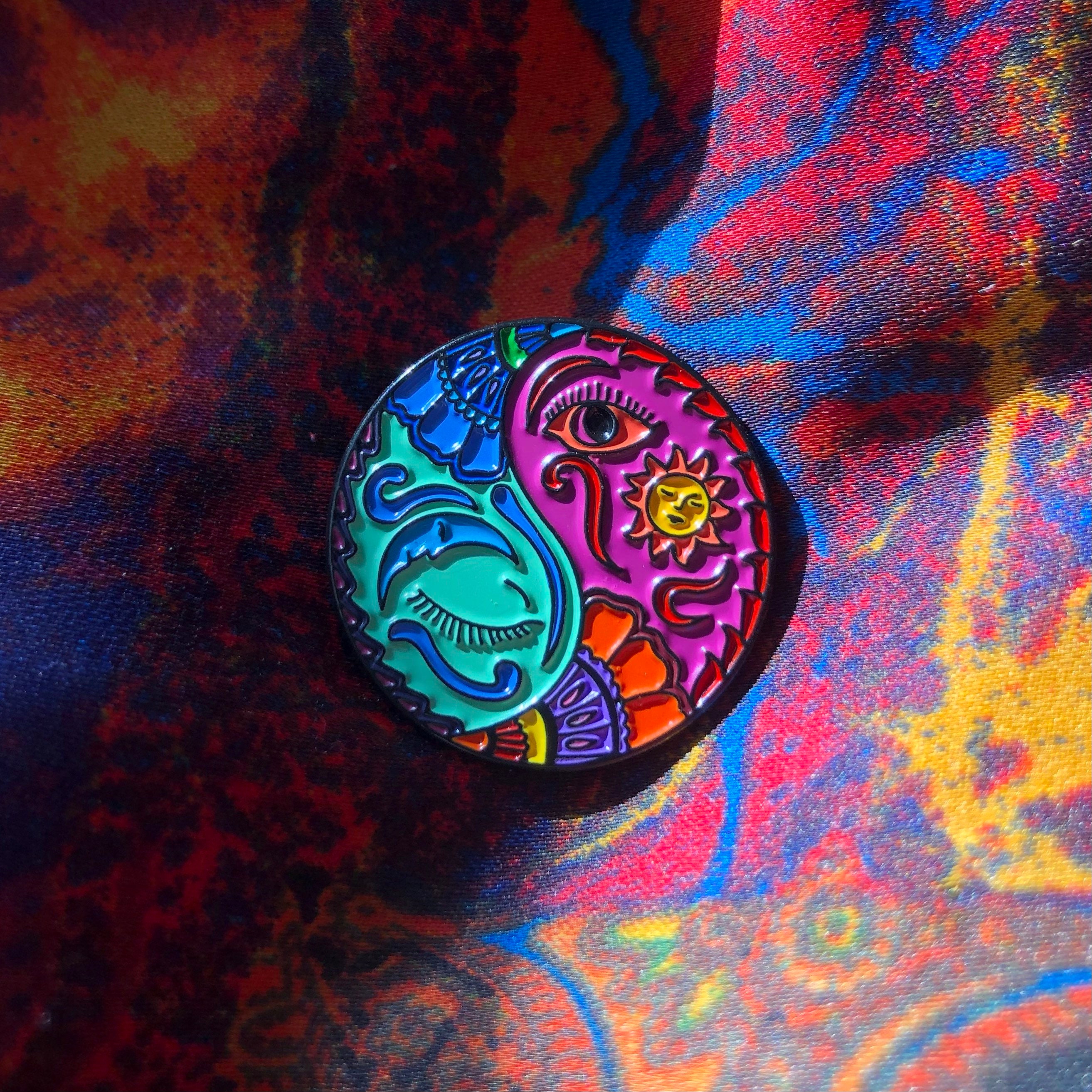 Yin Yang Sun and Moon Rainbow Enamel Pin Yin Yang Pin Trippy - Etsy
