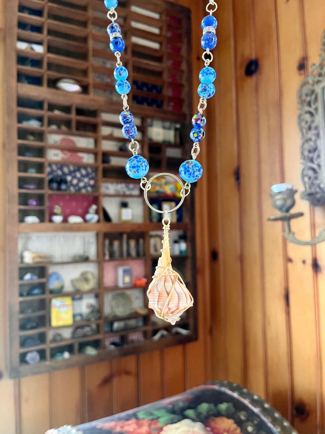 Real Shell Necklace, Wire Wrapped Shell, Upcycled Vintage Jewelry ...