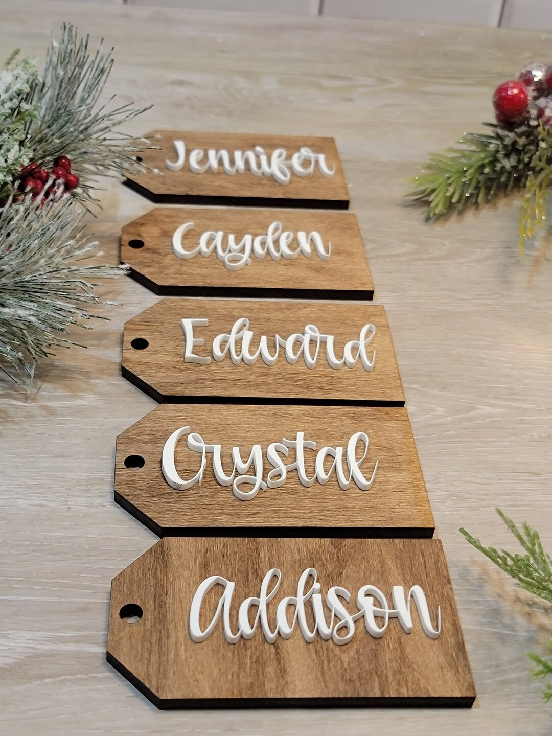 Personalized Stocking Name Tags Wood Stocking Tags Place - Etsy