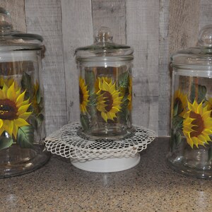 Sunflower Glass Canister Set of 3 - Etsy