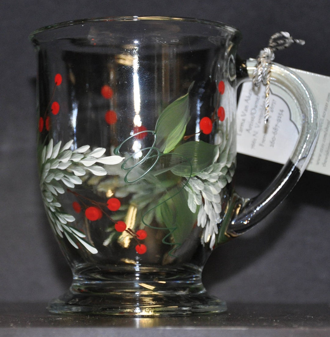 NEW Hand Painted Pine & Berries Mug - Etsy
