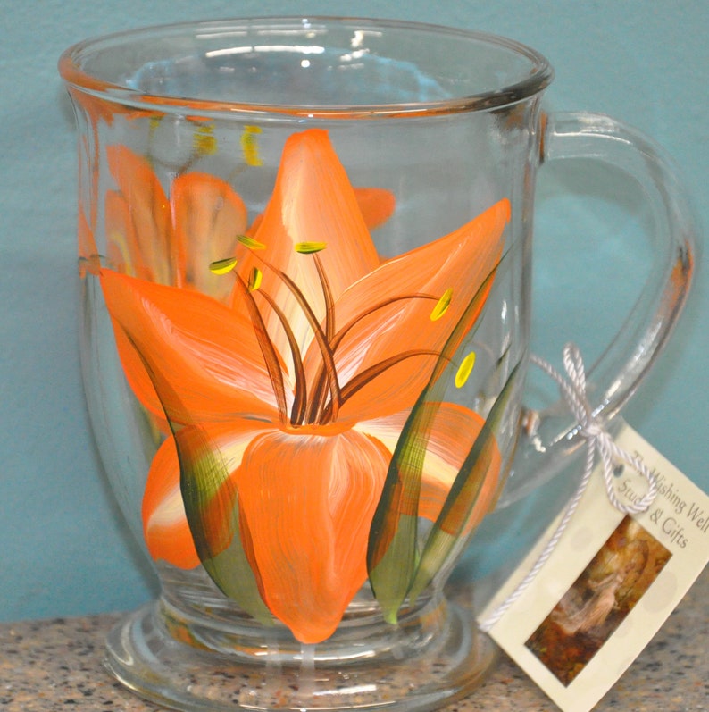 Hand painted Misc. Flowers Glass Mugs | Etsy