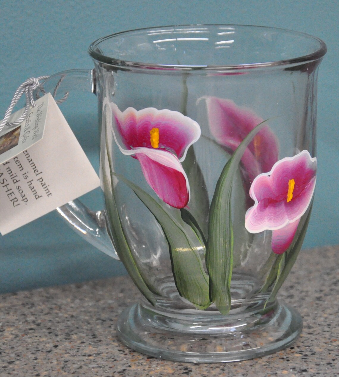 Hand Painted, Calla Lily Glass Mugs - Etsy