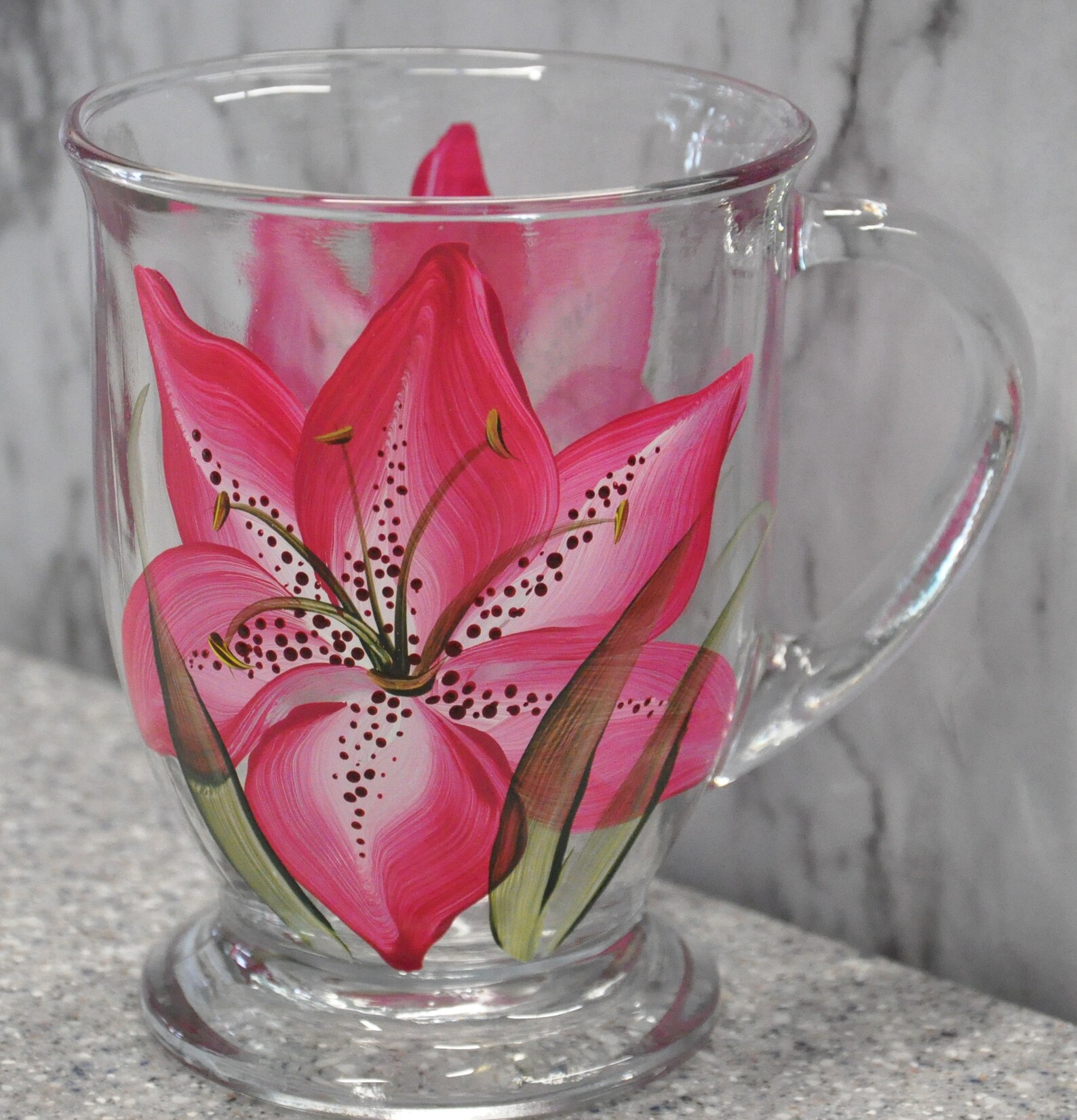 Hand Painted Misc. Flowers Glass Mugs - Etsy