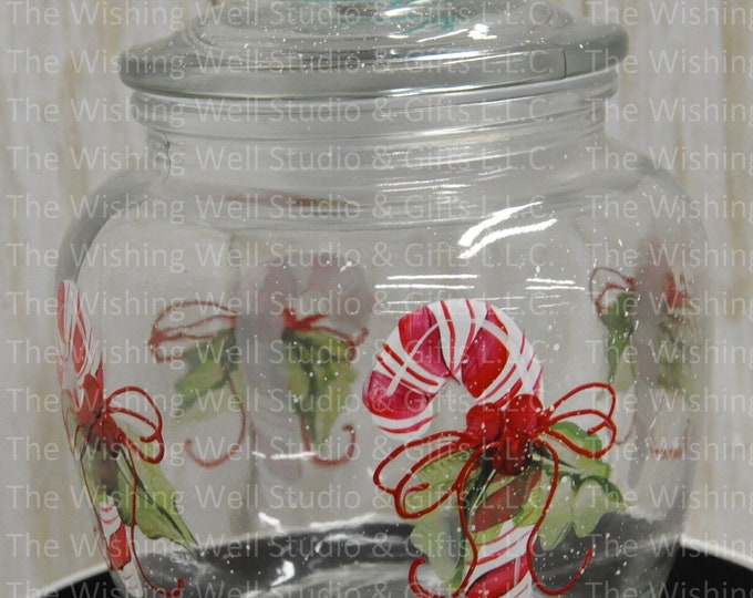 Hand Painted, Candy Cane Canister. - Etsy