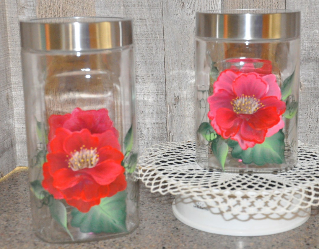 2 Pc. Hand Painted Canisters, Choice - Etsy
