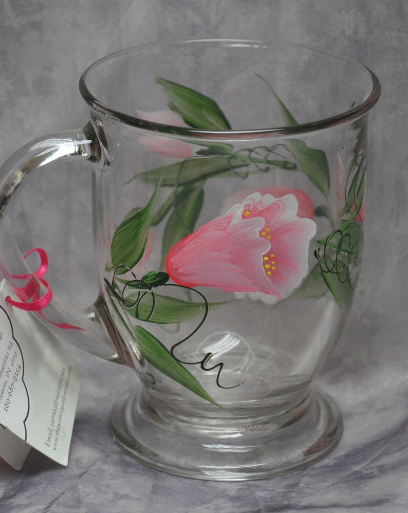Hand Painted, Sunflower, Sweet Pea, & Trumpet Vine Glass Mugs - Etsy