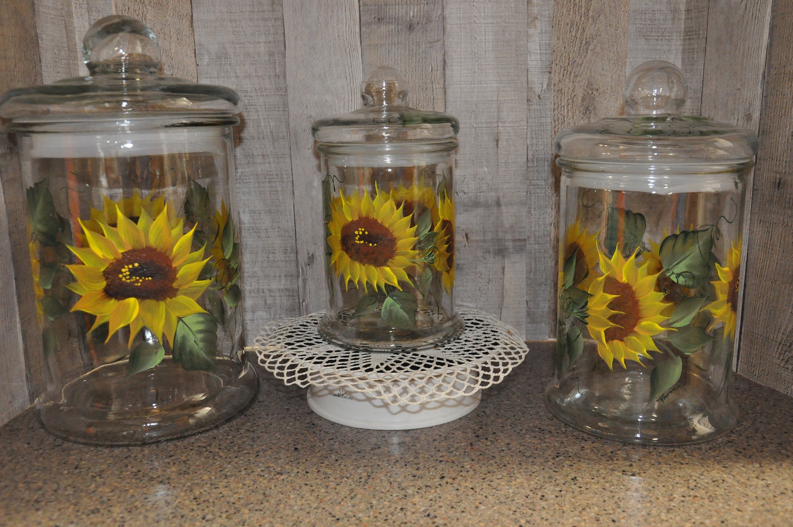 Sunflower Glass Canister Set of 3 - Etsy