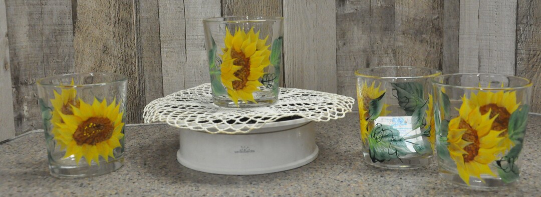 Hand Painted, Sunflower Drinking Glasses - Etsy