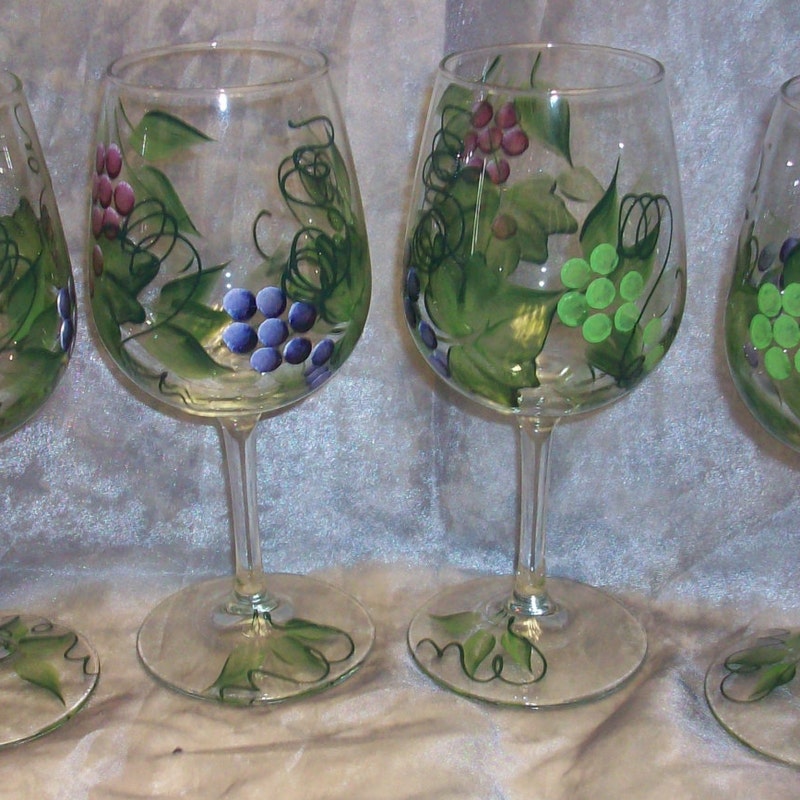 Hand Painted Wine Glasses - Etsy