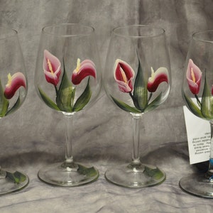 Hand Painted Calla Lily Design Wine Glass - Etsy