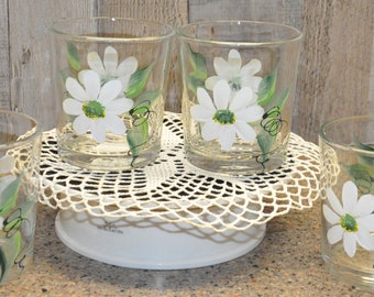 White Daisy Glassware, Flower Glassware - Etsy