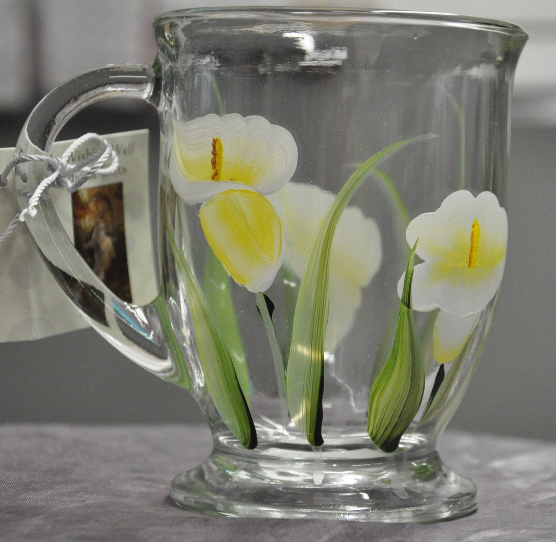 Hand Painted, Calla Lily Glass Mugs - Etsy