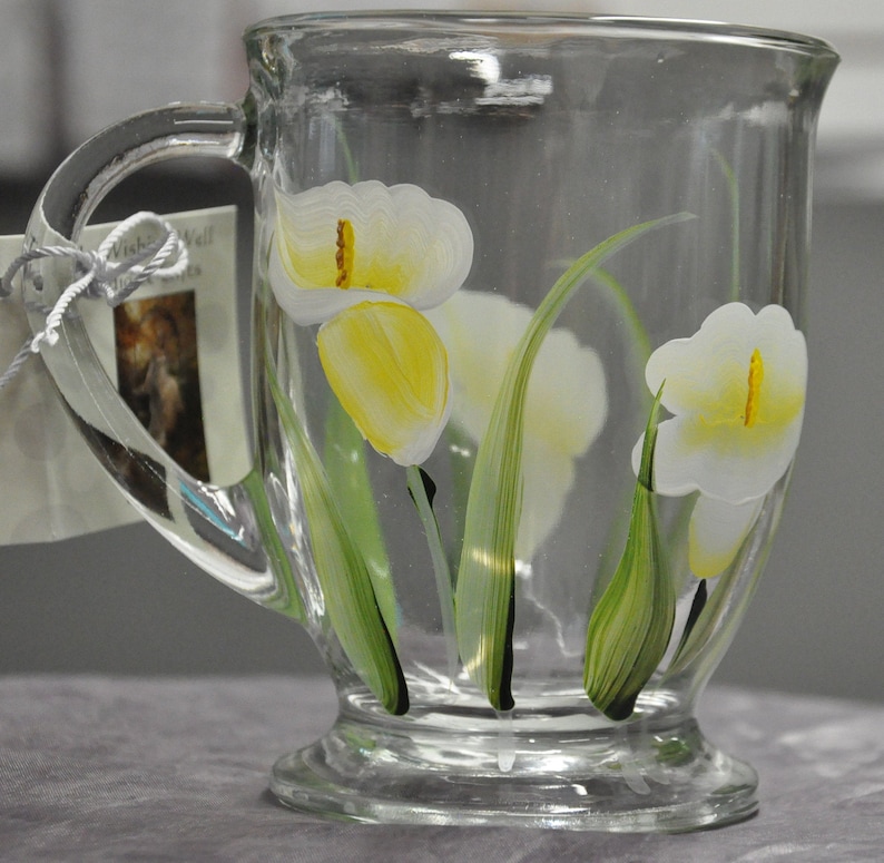 Hand Painted, Calla Lily Glass Mugs - Etsy