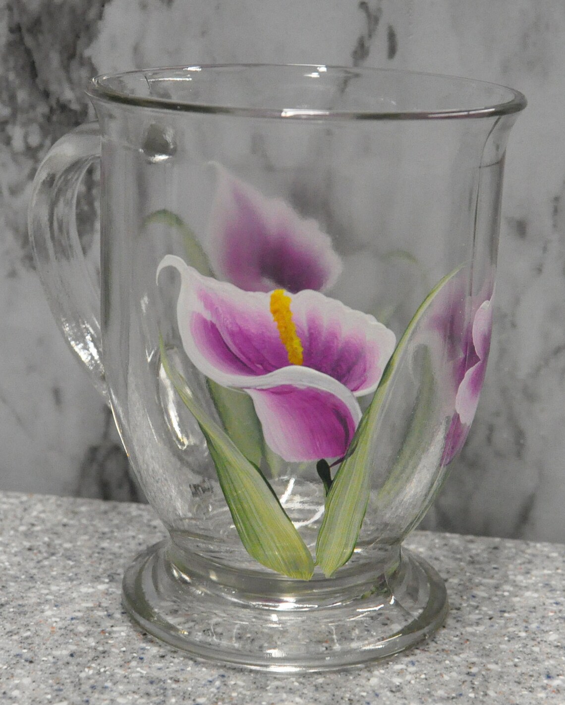 Hand Painted, Calla Lily Glass Mugs - Etsy