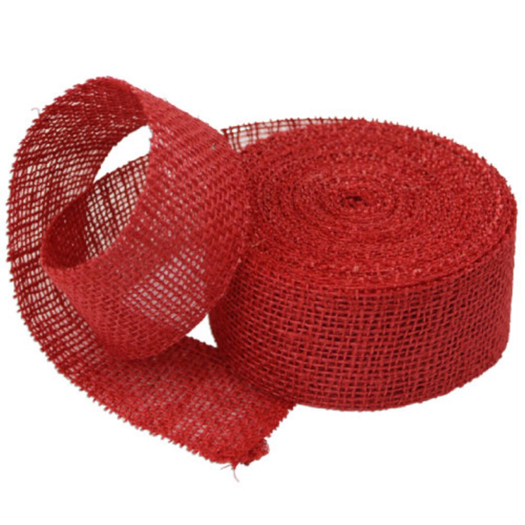 4 Pack of 10 Yard Roll of 2 Red Jute Ribbon serged Edges - Etsy
