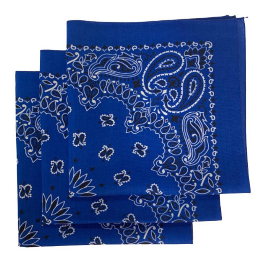 Made in the USA Royal Blue Paisley Bandanas - (3 Pack) 100% Cotton 22 ...