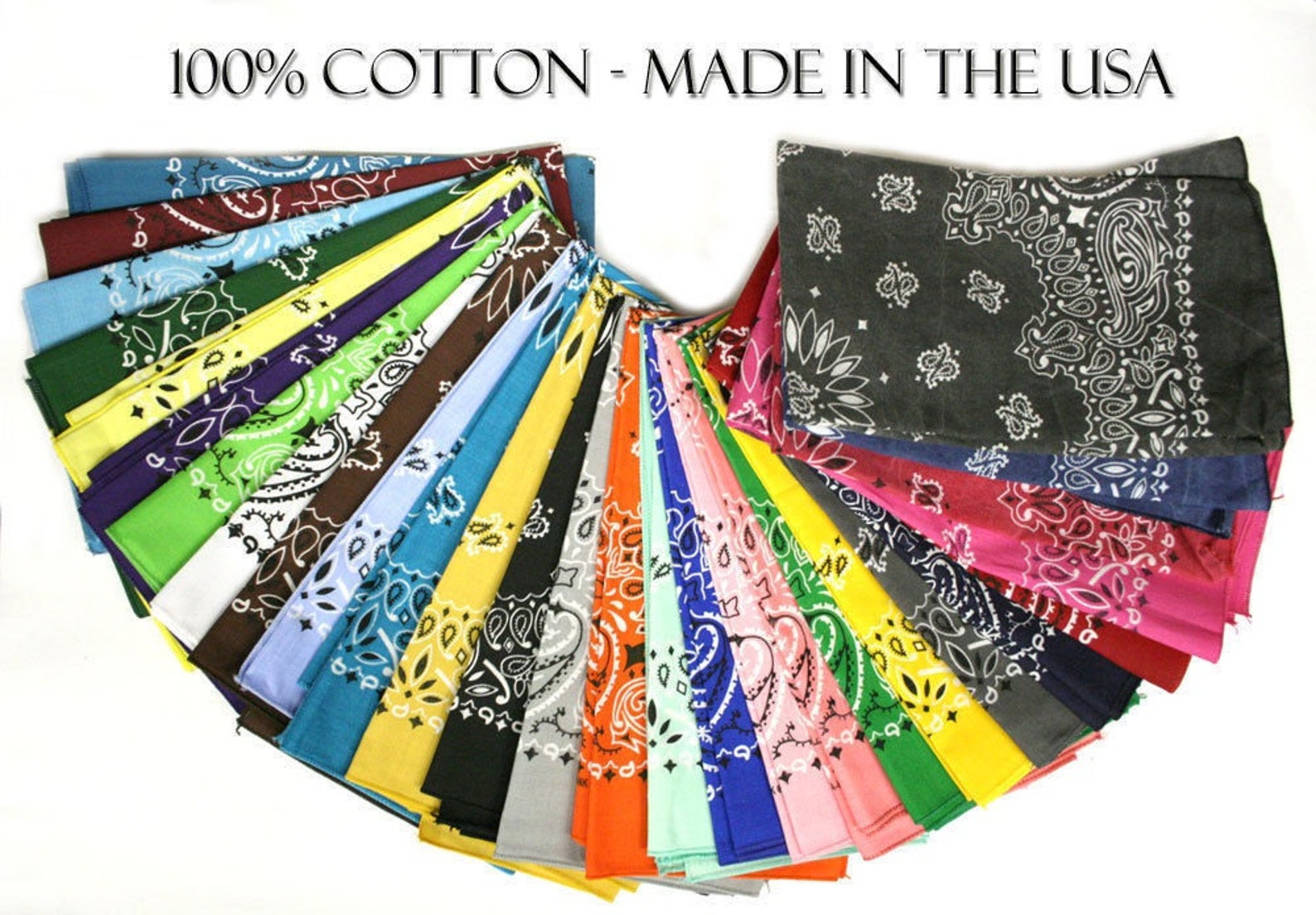 Made in the USA Bandanas - Paisley Random Assortment (12 Pack) 100% ...