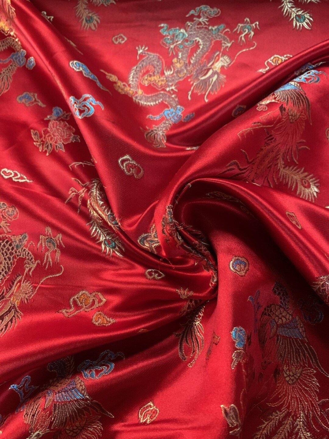 Red - 44/45" Chinese Dragon Brocade (by the Yard) 45% Poly 55 Cotton - Etsy