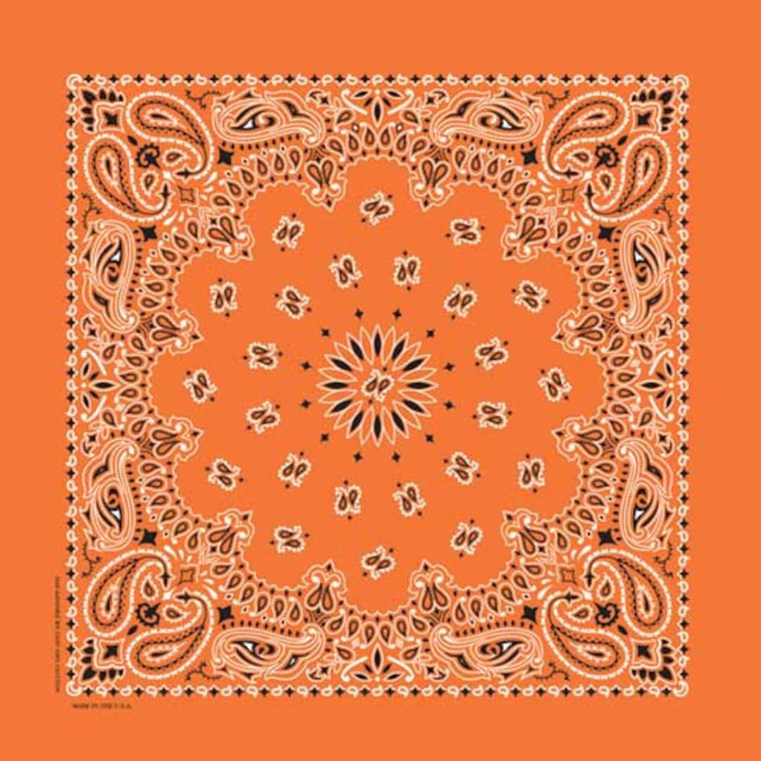 Made in the USA Orange Paisley Bandana 100% Cotton 22" X 22" - Etsy