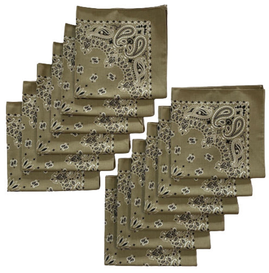 Made in the USA Beige Paisley Bandanas 12 Pack 100% Cotton 22 X 22 - Etsy