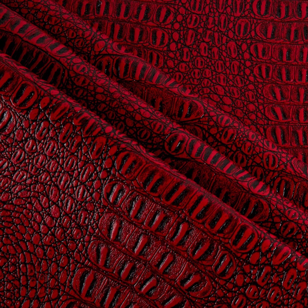 Red/black Print Gator Faux Leather Upholstery Vinyl 54" Wide by the ...