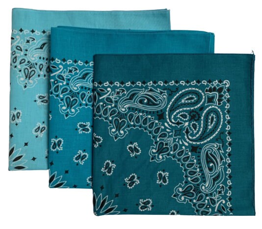Made in the USA Paisley Bandanas Azul claro, turquesa y Mirage paquete ...