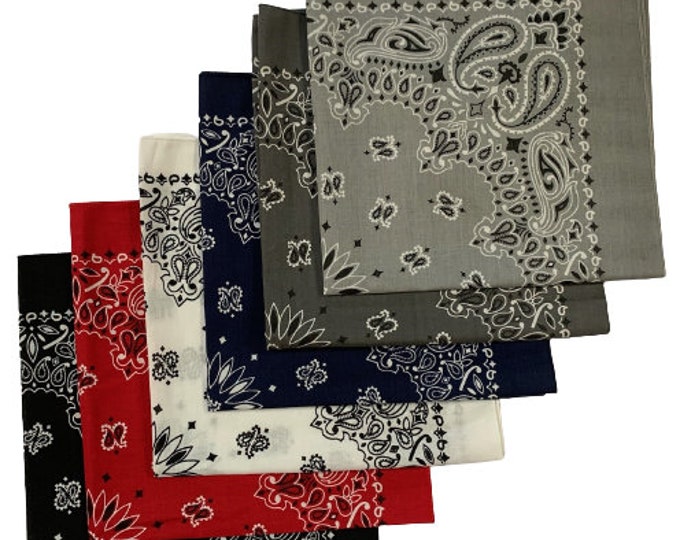 Made in the USA Paisley Bandanas Silver 3 Pack 100% Cotton 22 X 22 - Etsy