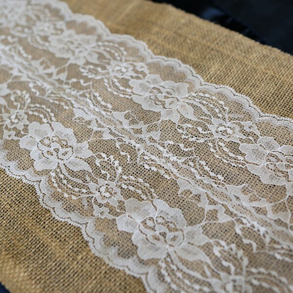 Burlap and Lace Table Runner - Etsy