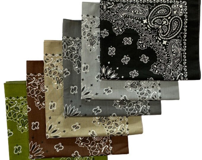 Made in the USA Paisley Bandanas Silver 3 Pack 100% Cotton 22 X 22 - Etsy