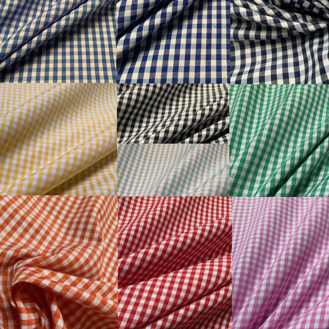 1/8" Gingham Fabric Poly Cotton Blend - by the Yard (various Colors) - Etsy