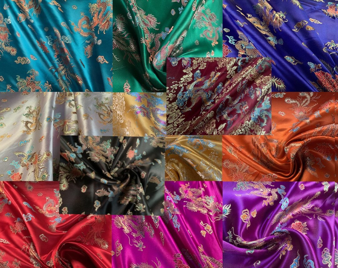 44/45" Chinese Dragon Brocade (by the Yard) 45% Poly 55 Cotton (various ...