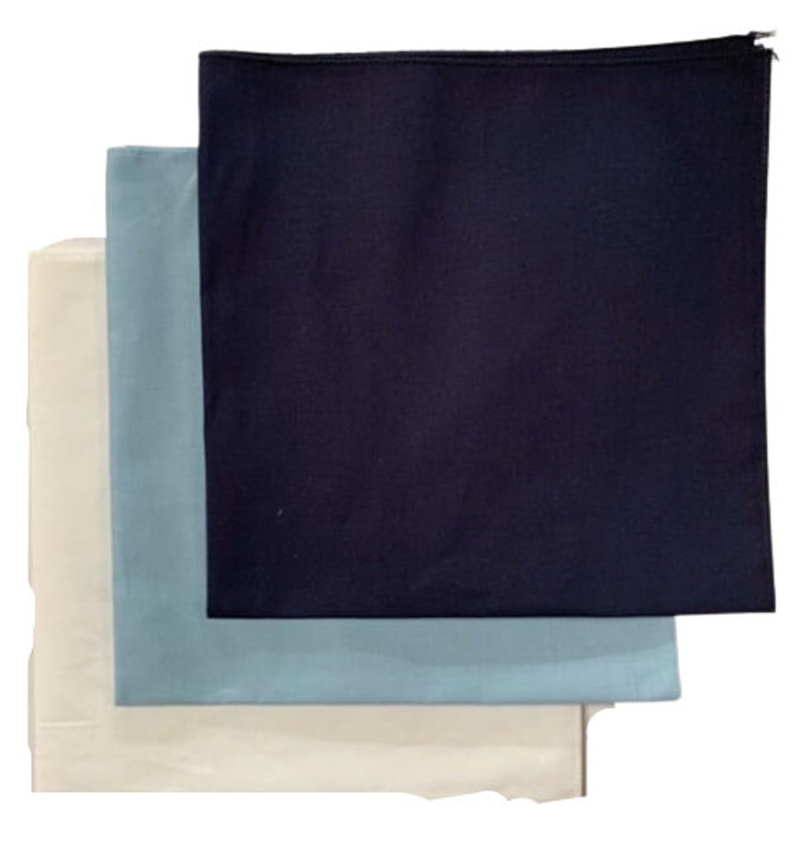 Made in the USA Solid Color Bandanas White, Light Blue, Navy 3 Pack 100 ...