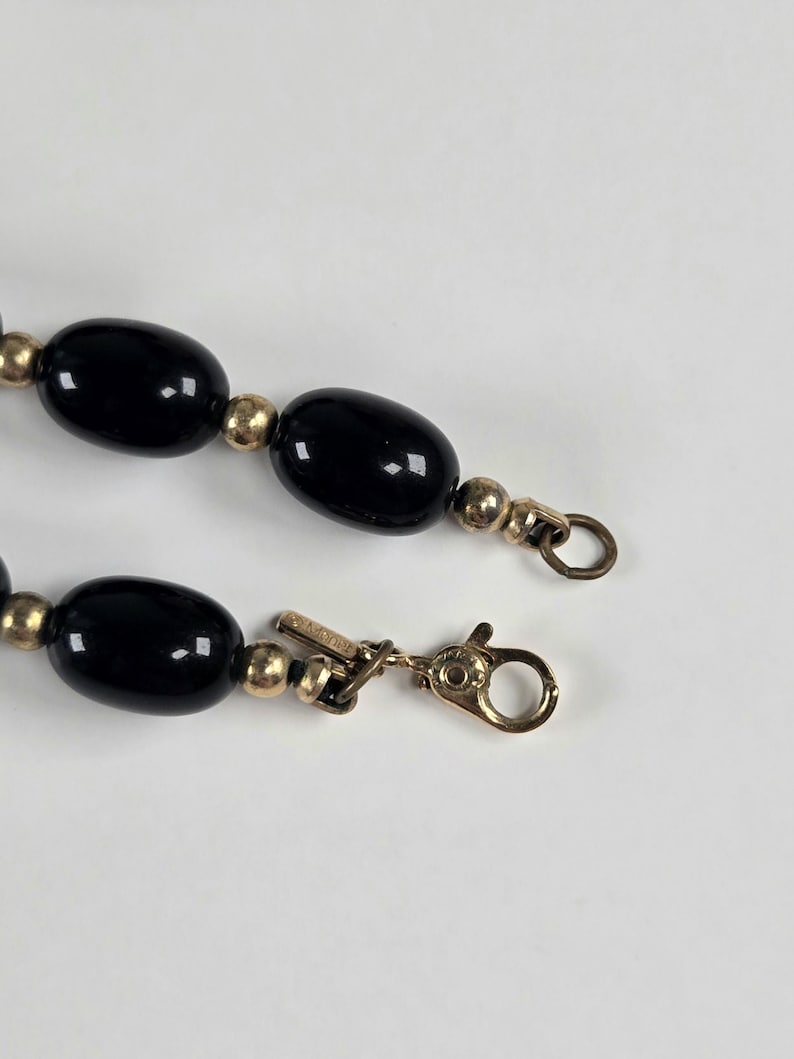 Monet Black Lucite Necklace, Graduated Oval Bead Opera Strand - Etsy