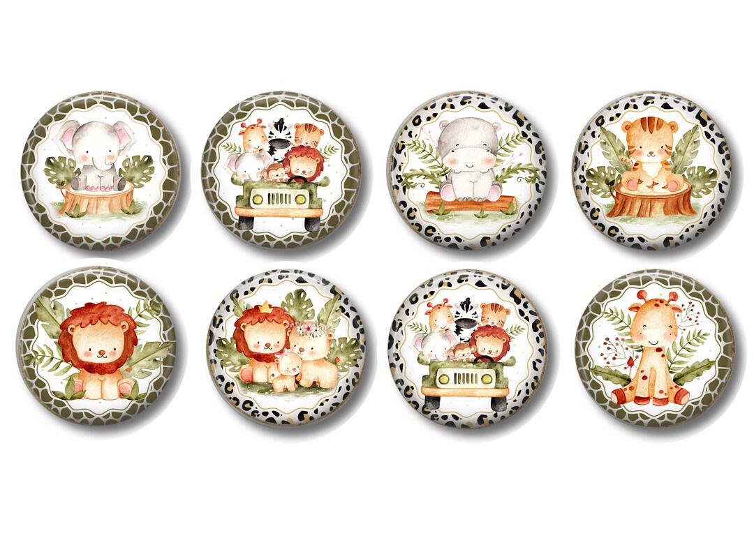 Set of 8, Safari Animals Knobs, Jungle Knobs, Dresser Drawer Knobs ...