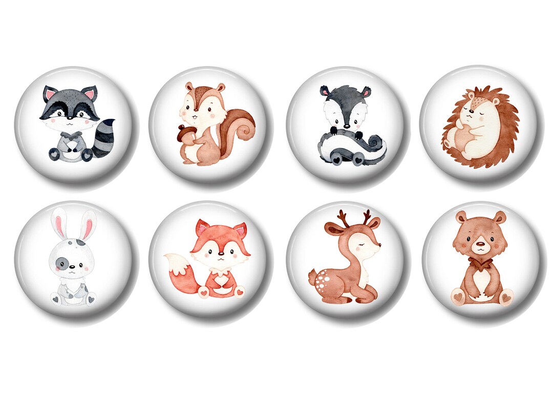 Set of 8, Baby Woodland Animal Knobs, Woodland Animals, Woodland Knobs ...