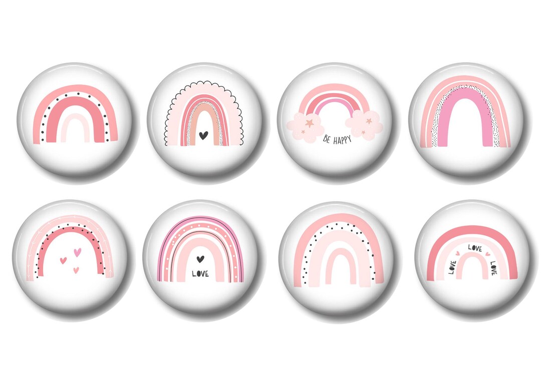 Set of 8, Pink Rainbow Knobs, Rainbow Knobs, Dresser Drawer Knobs ...