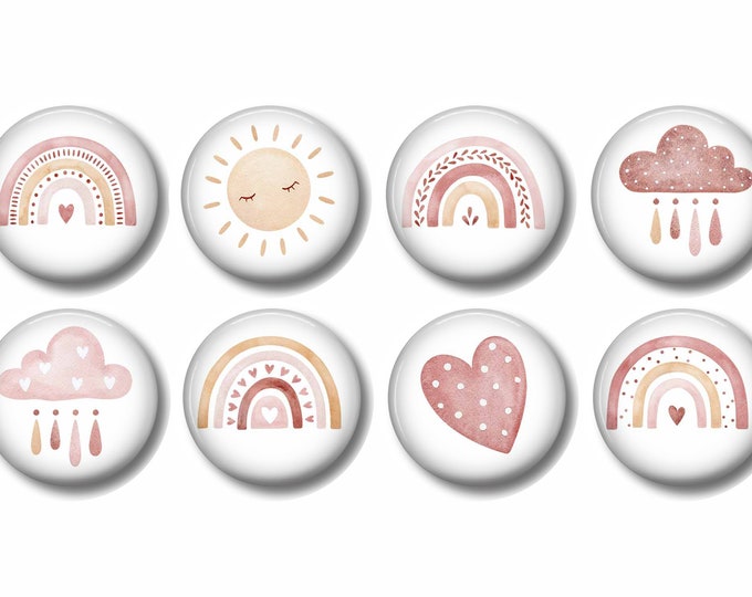 Set of 8, Boho Neutral Color Rainbow Knobs, Rainbow Knobs, Boho Knobs ...