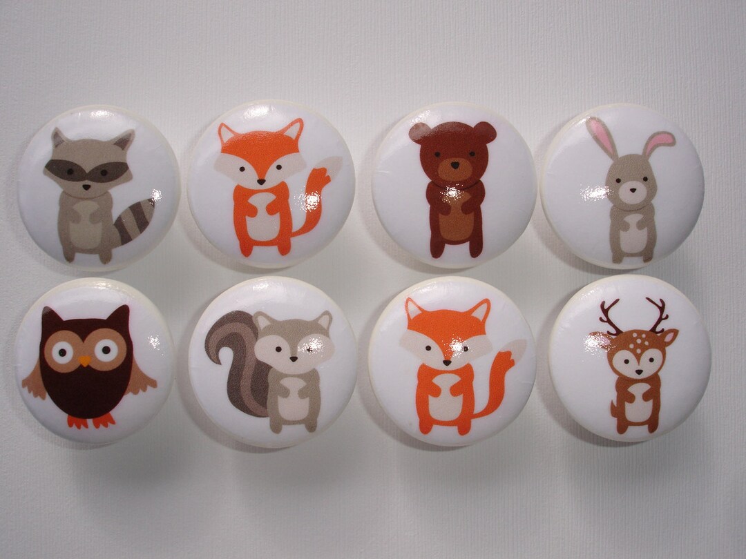 Set of 8, Woodland Animal Knobs, Woodland Animals, Woodland Knobs ...