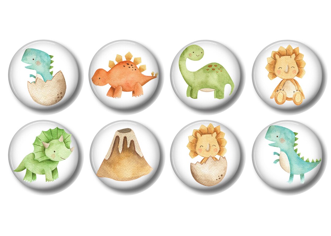 Set of 8, Baby Dinosaur Knobs, Watercolor Knobs, Dinosaur Knobs, Drawer ...