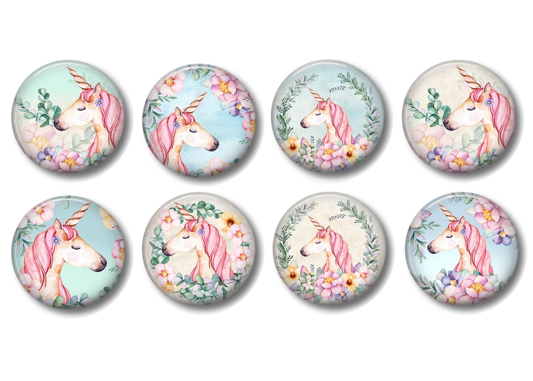 Set of 8, Girls Unicorn & Flowers Knobs, Girls Room, Nursery Decor ...