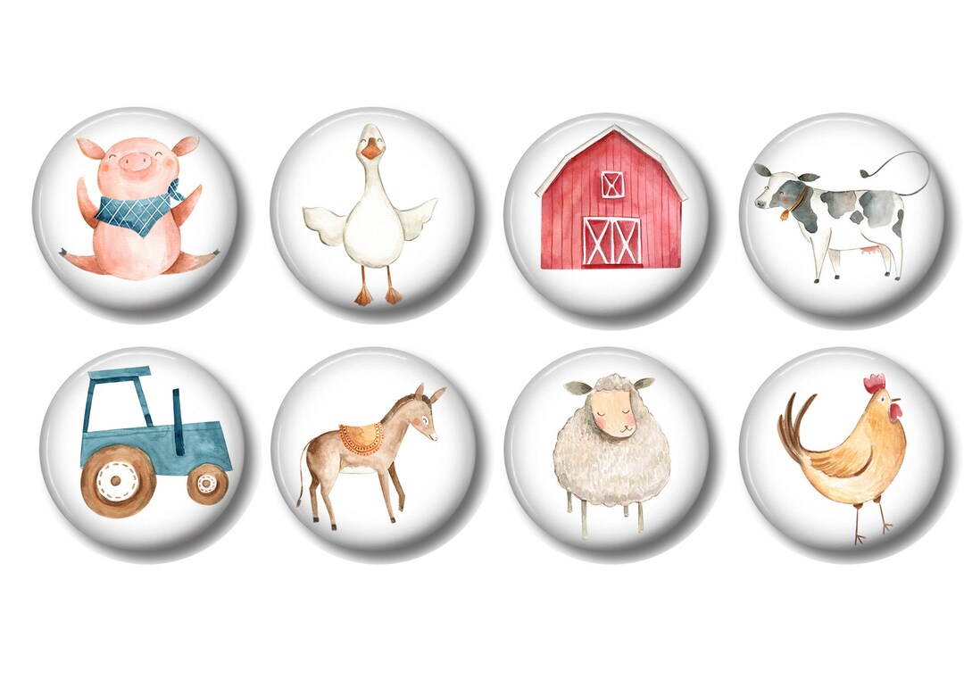 Set of 8 Farm Animal Drawer Knobs Watercolor Knobs Animal - Etsy