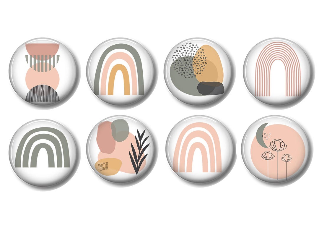 Set of 8 Boho Dresser Drawer Cabinet Pulls Geometric Shapes Rainbow ...