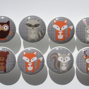 Set of 8, Woodland Animal Knobs, Woodland Animals, Woodland Knobs, Grey ...