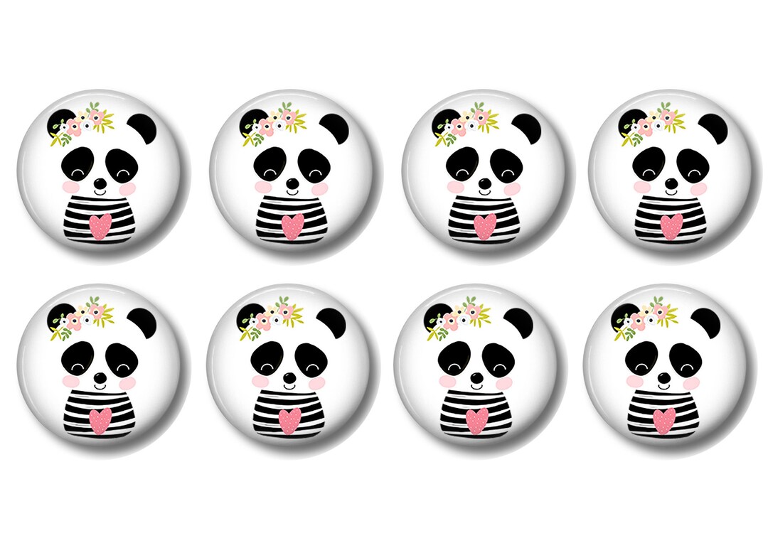 Set of 8, Girls Panda Knobs, Girls Room, Nursery Decor, Dresser Drawer ...