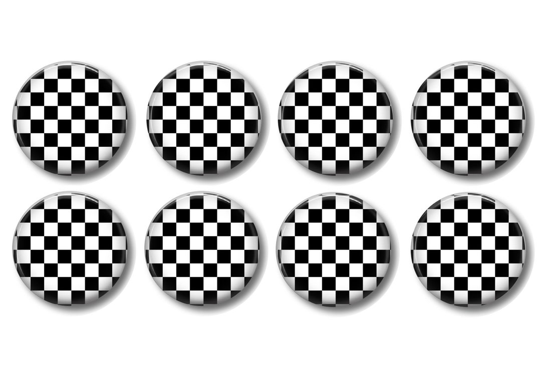 Set of 8 Black and White Checked Checkered Wood Knobs, Cabinet Knobs ...