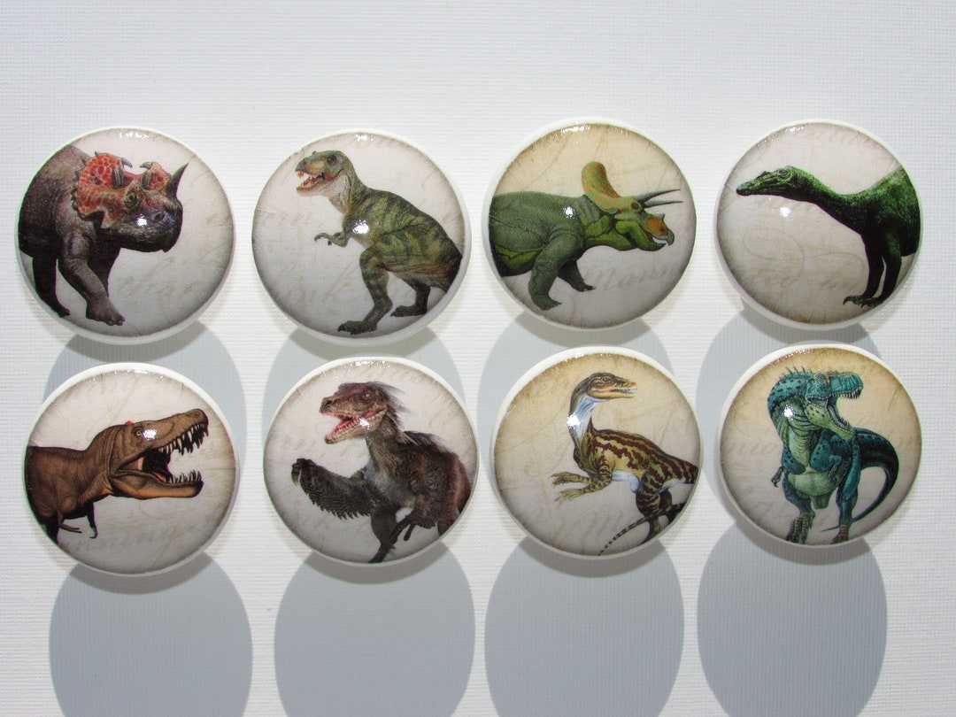 Set of 8, Realistic Dinosaur Knobs, Dinosaur Knobs, Drawer Knobs ...