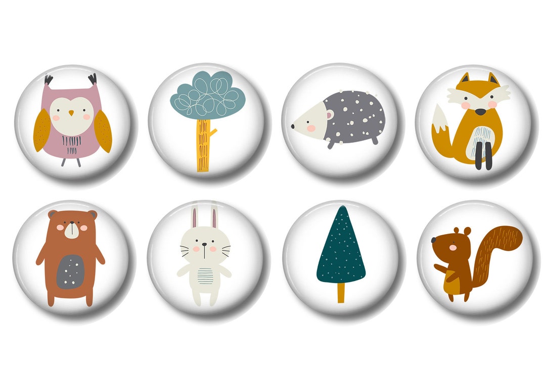 Set of 8, Woodland Fun Knobs, Woodland Animals, Woodland Animal Knobs ...