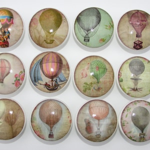 Set of 12, Hot Air Balloon Knobs, Kitchen Knobs, Cabinet Knobs, Dresser Drawer Knobs, Drawer ...