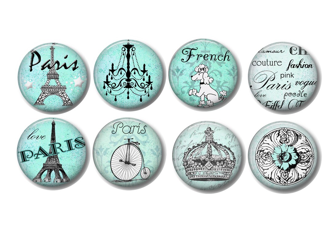 Set of 8, Teal Paris Knobs, Cabinet Knobs, Dresser Drawer Knobs, Drawer ...